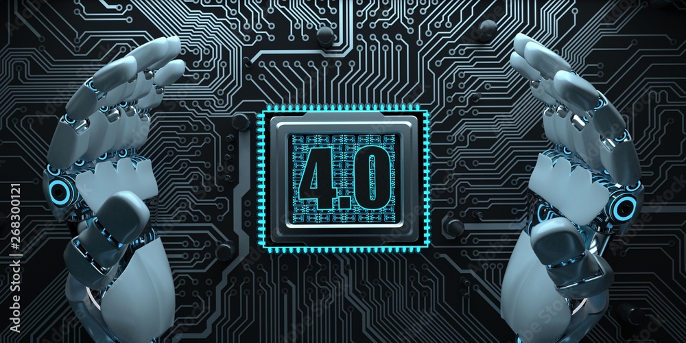 Robot Hand Processor 4.0 Stock Illustration | Adobe Stock