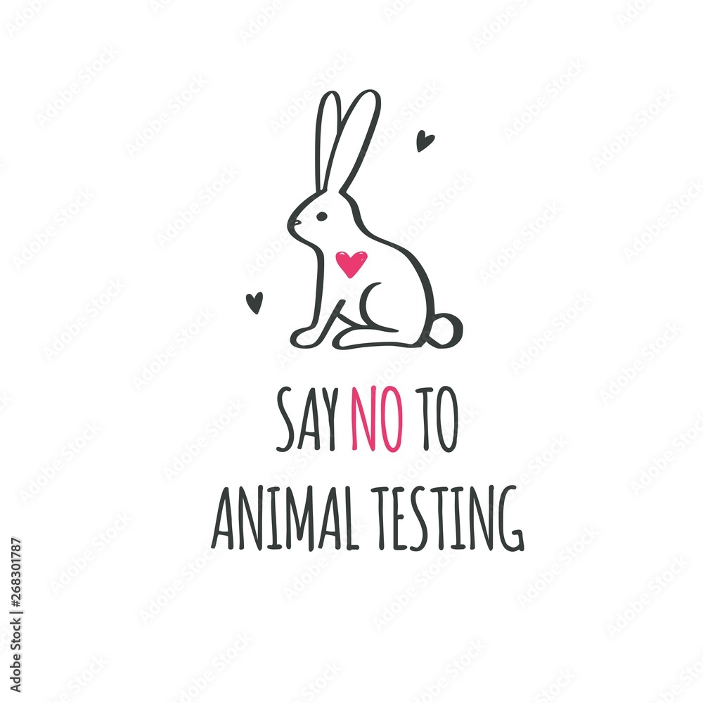 Say NO to animal testing, cruelty free Vector conceptual illustration ...