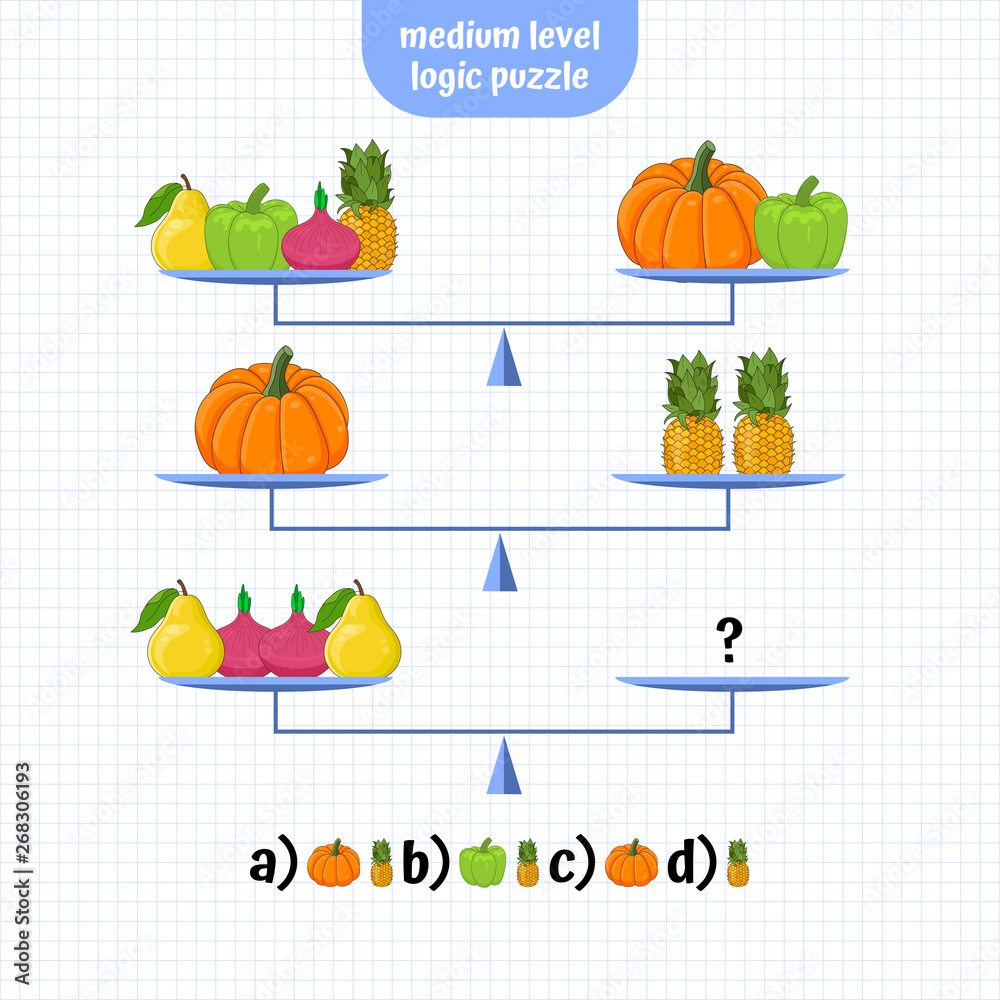 Logic Puzzle Educational Game. Medium level. Critical Thinking Skills ...