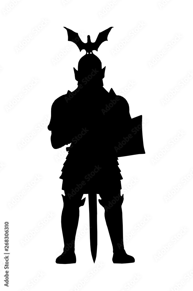 Fantasy medieval knight illustration. Knight with sword drawing ...