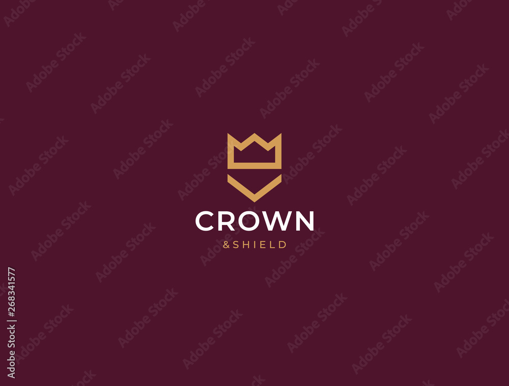 Premium crown and shield logo. Elegant minimal logo design. Crown ...