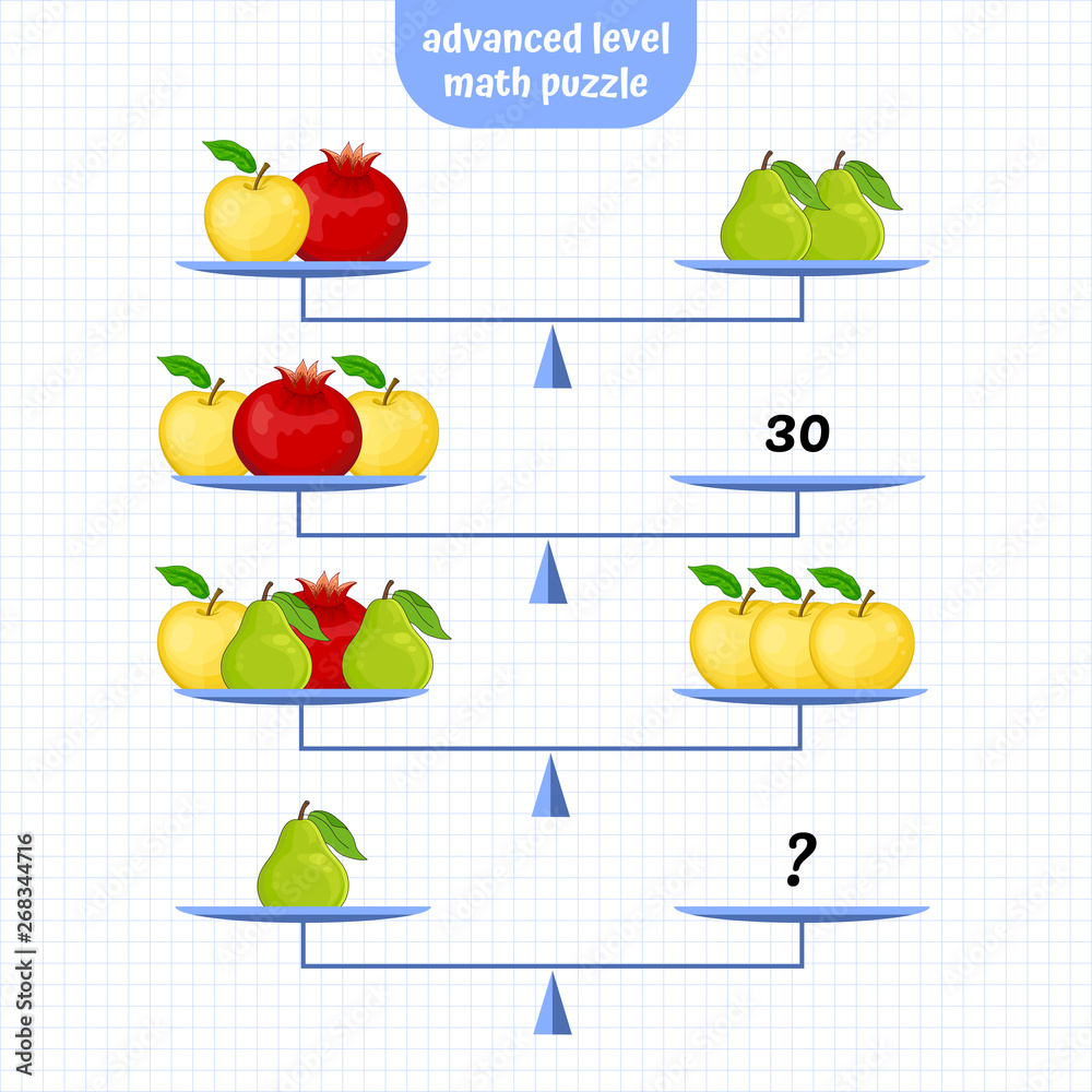 Math, Logic Puzzle Educational Game. Advanced level. System of ...