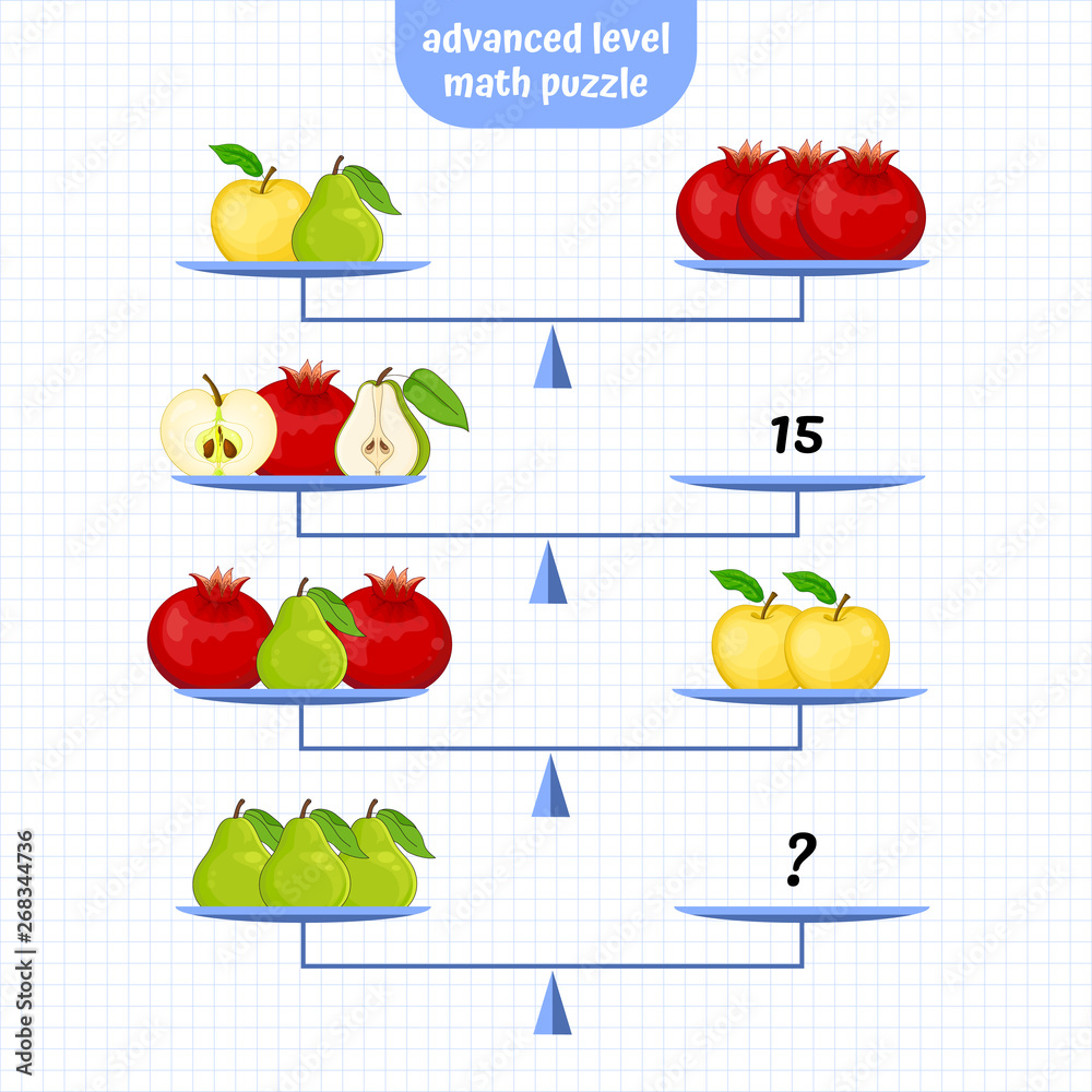 Math, Logic Puzzle Educational Game. Advanced level. System of ...