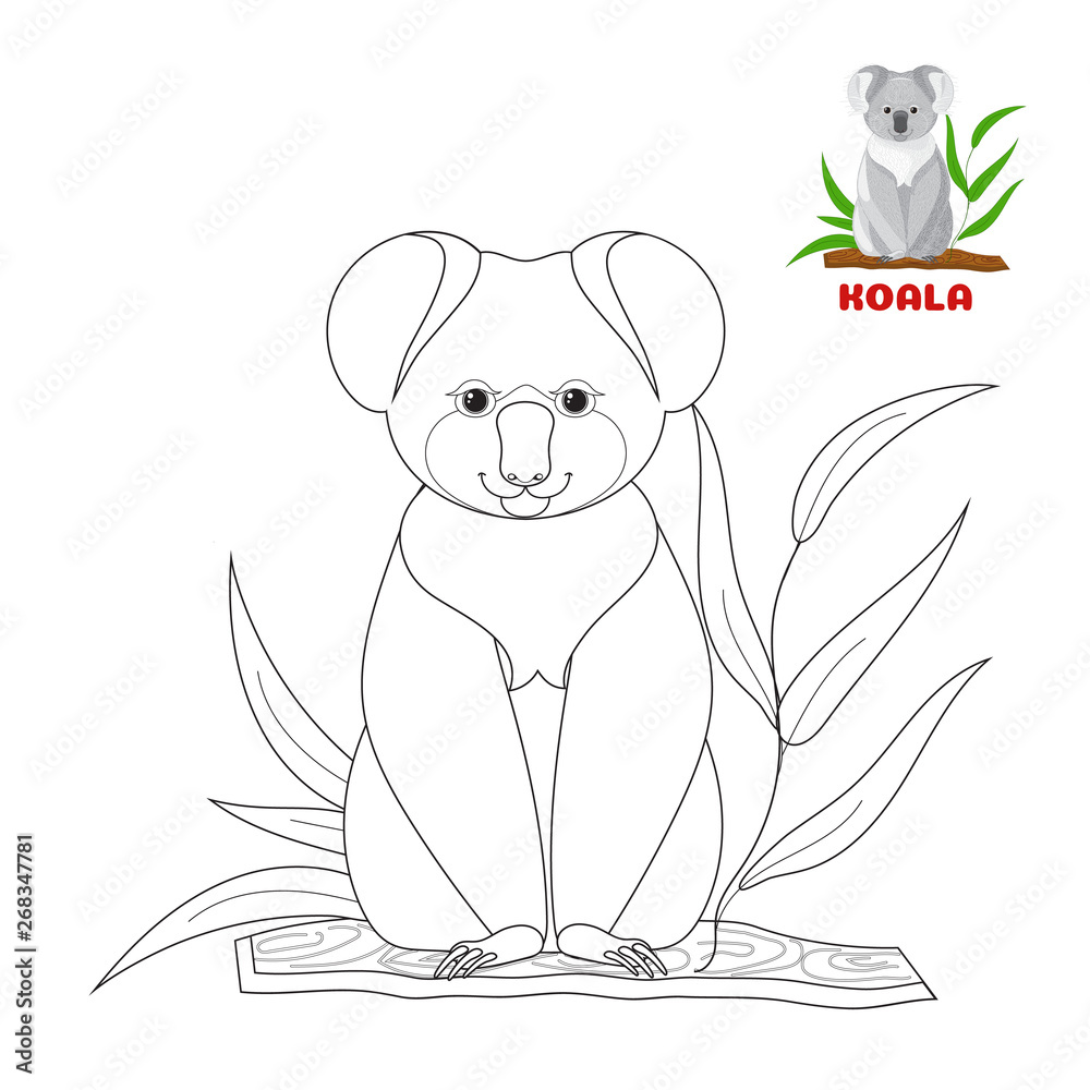 Coloring book page for preschool children with colorful australian ...