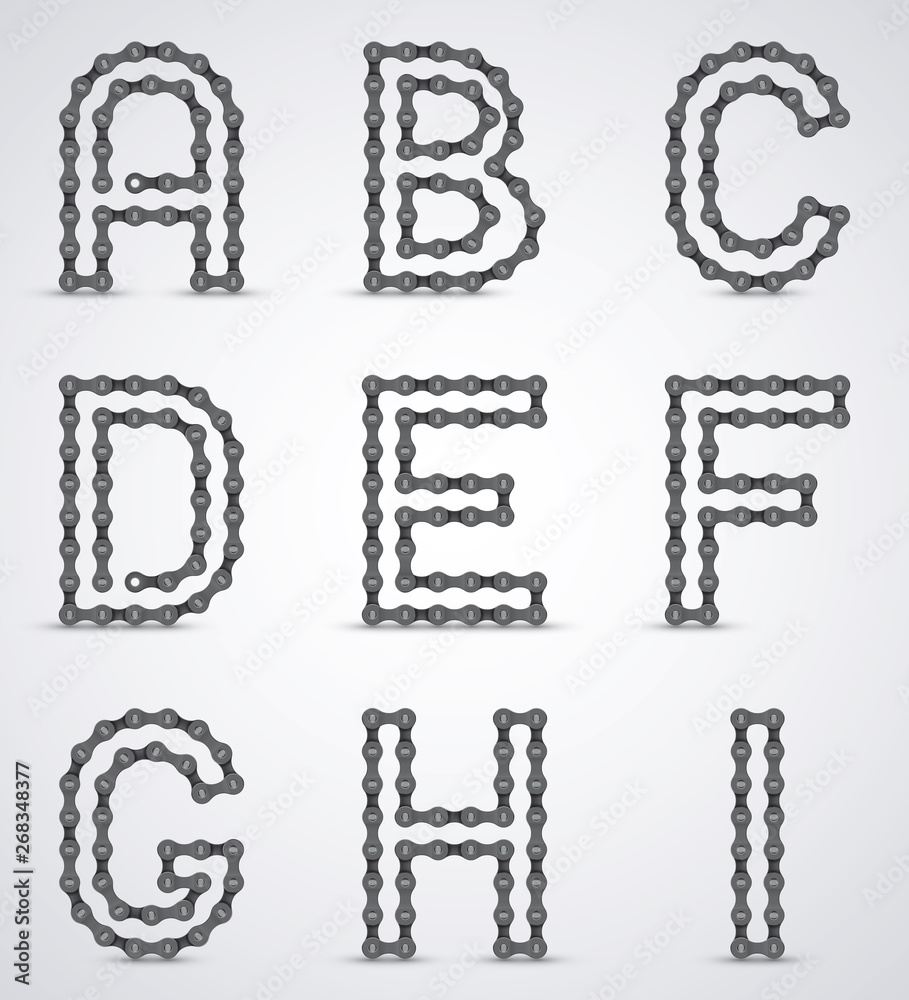 Vecteur Stock Vector letters ABCDEFGHI created from realistic bike ...