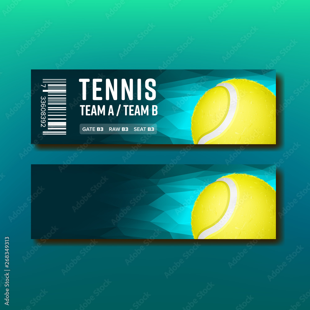 Bright Voucher For Tennis Annual Tournament Vector. Ticket Invitation ...