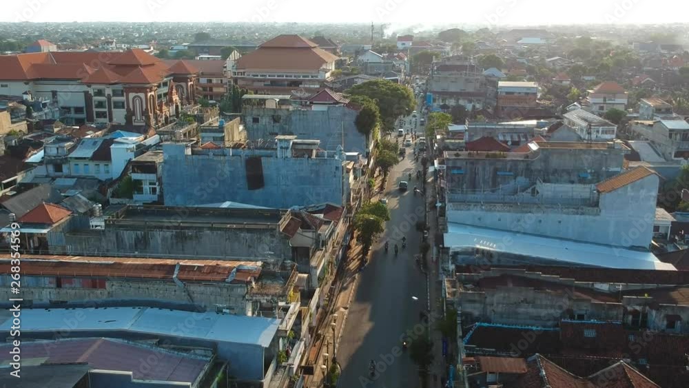 Aerial view from the Gajah Mada street Denpasar with with classic-style ...