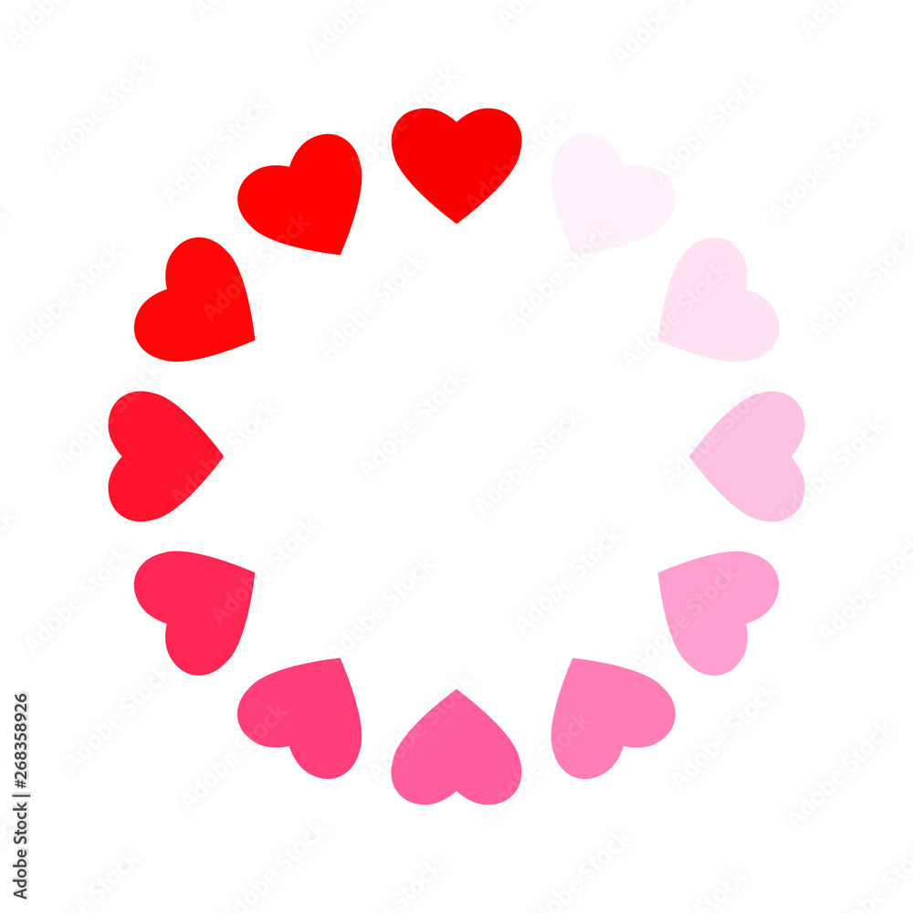 Frame of hearts as process loading love. Symbol update love isolated on ...