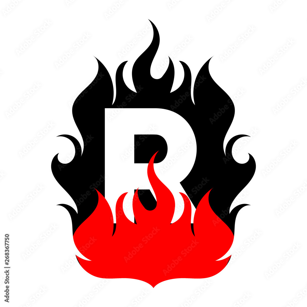 Fire font red flame badge art numbers ampersand round design letters ...