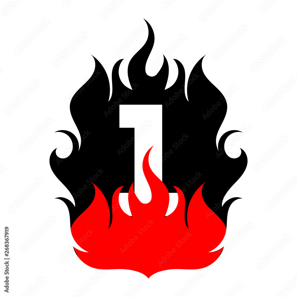 Fire font red flame badge art numbers ampersand round design letters ...
