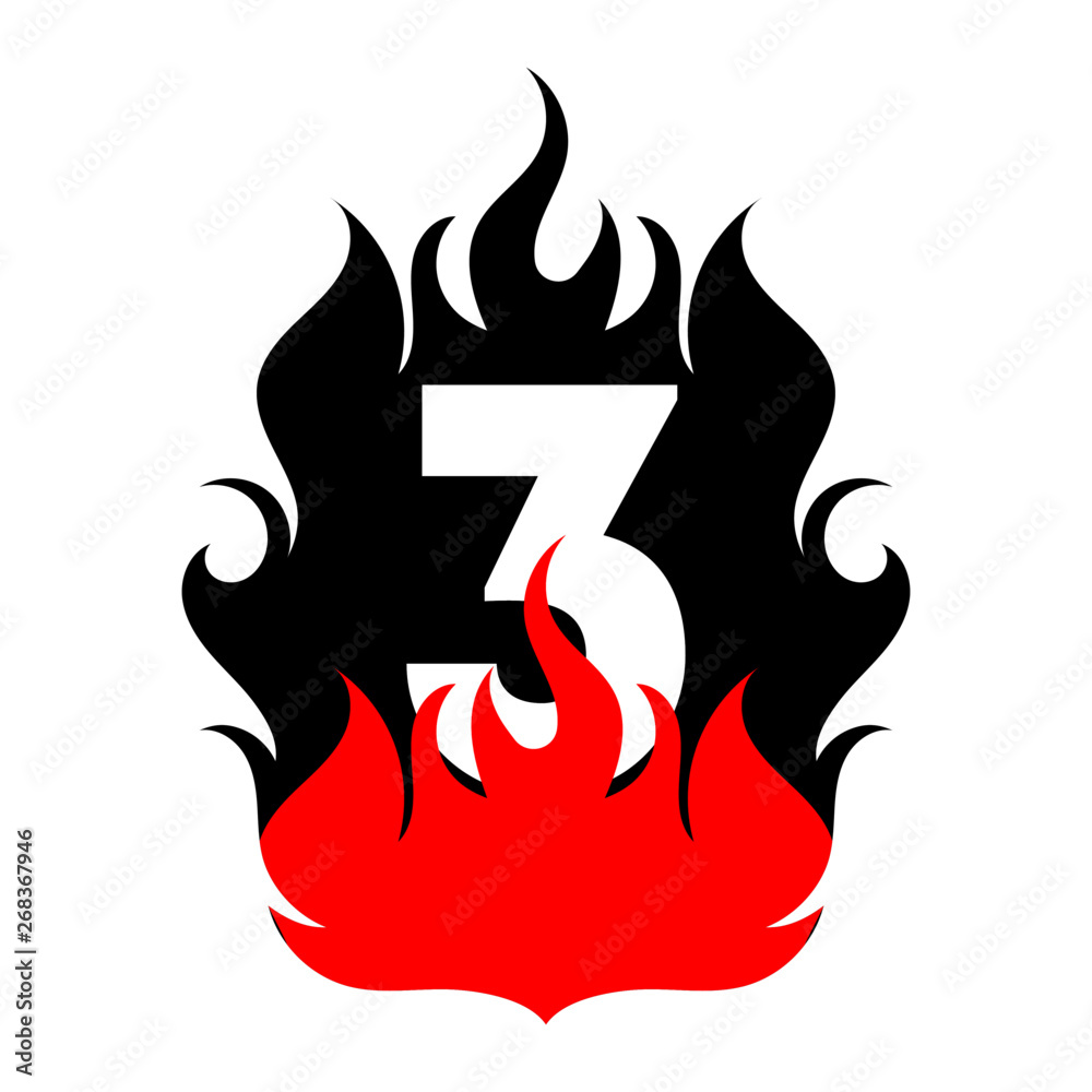 Fire font red flame badge art numbers ampersand round design letters ...