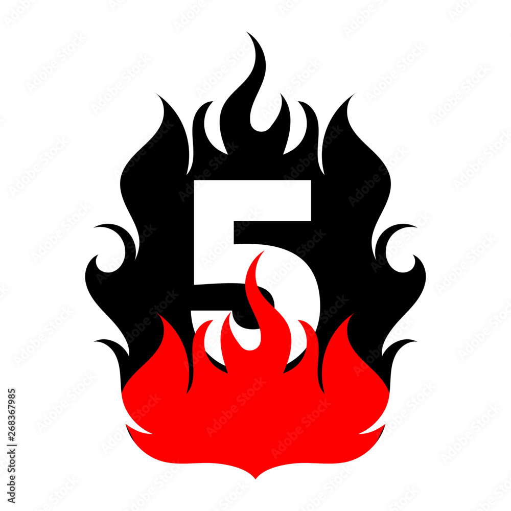 Fire font red flame badge art numbers ampersand round design letters ...