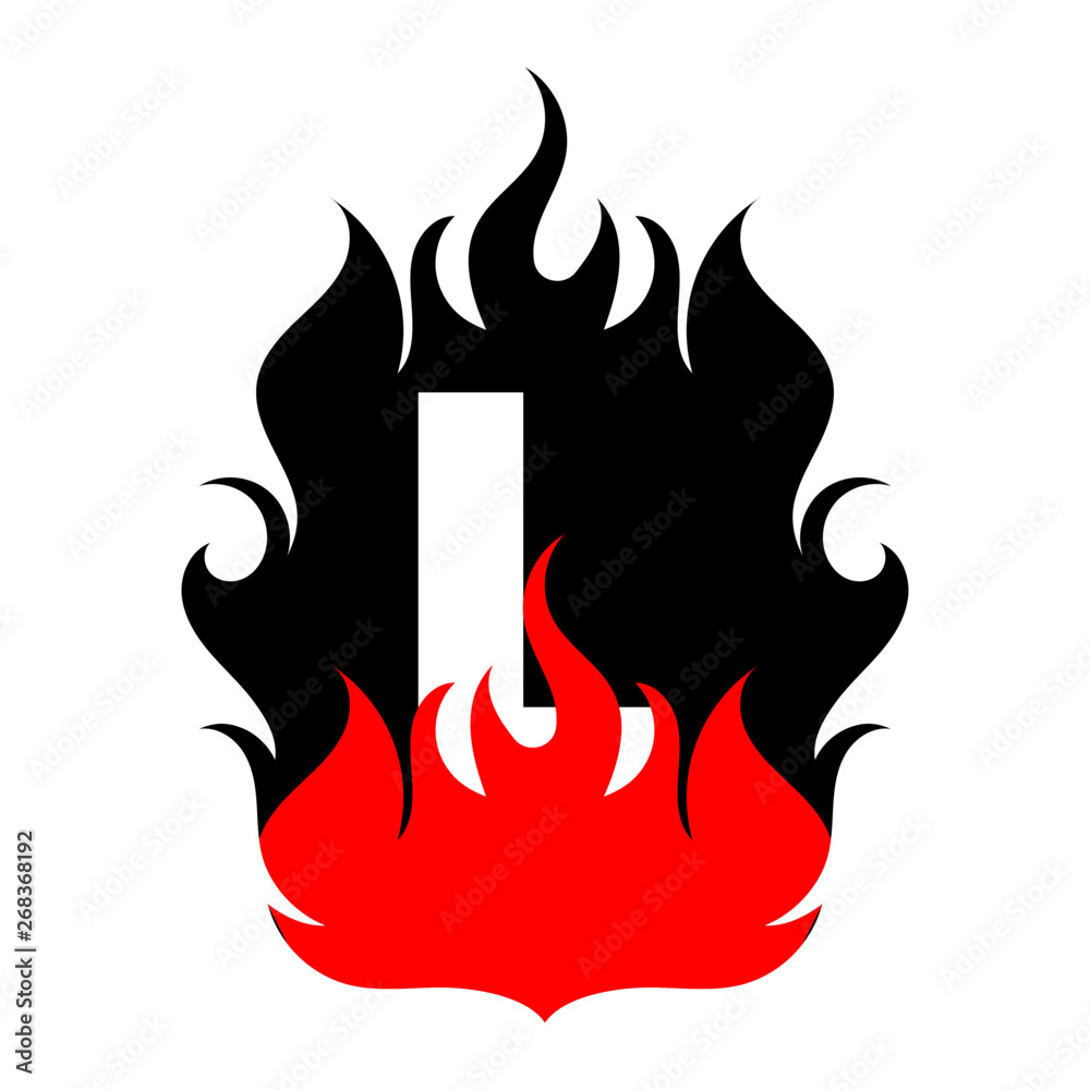 Fire font red flame badge art numbers ampersand round design letters ...