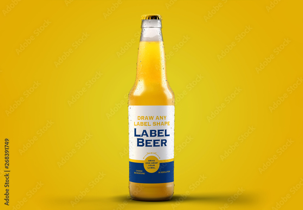 Clear Beer Bottle Packaging Design Mockup Stock Template | Adobe Stock