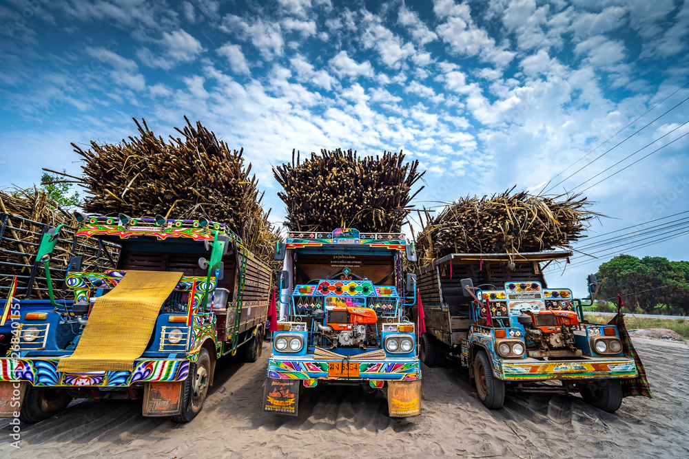 UDON THANI, THAILAND - APRIL 3, 2019 : Traditional Thai farming trucks ...