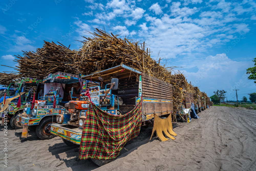 UDON THANI, THAILAND - APRIL 3, 2019 : Traditional Thai farming trucks ...