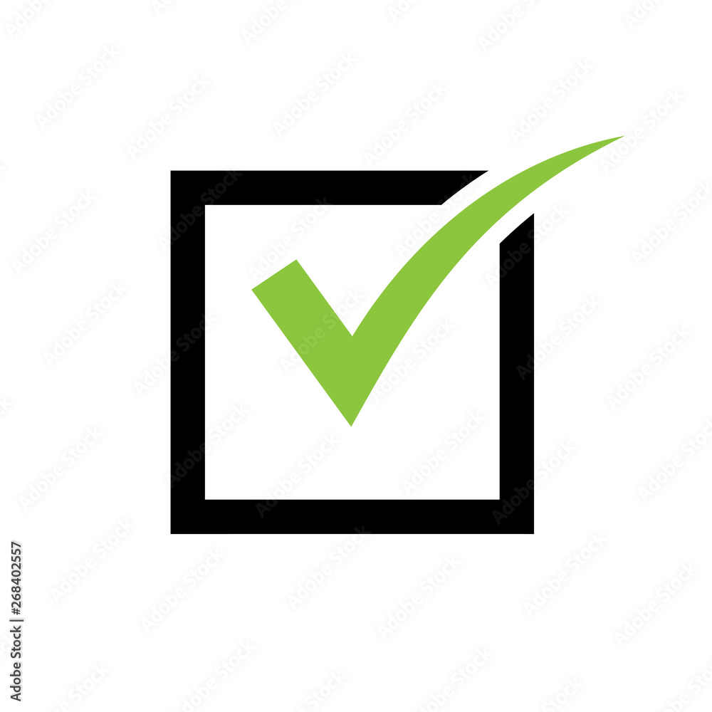 Green check mark icon in a box. Tick symbol in green color. check icon ...