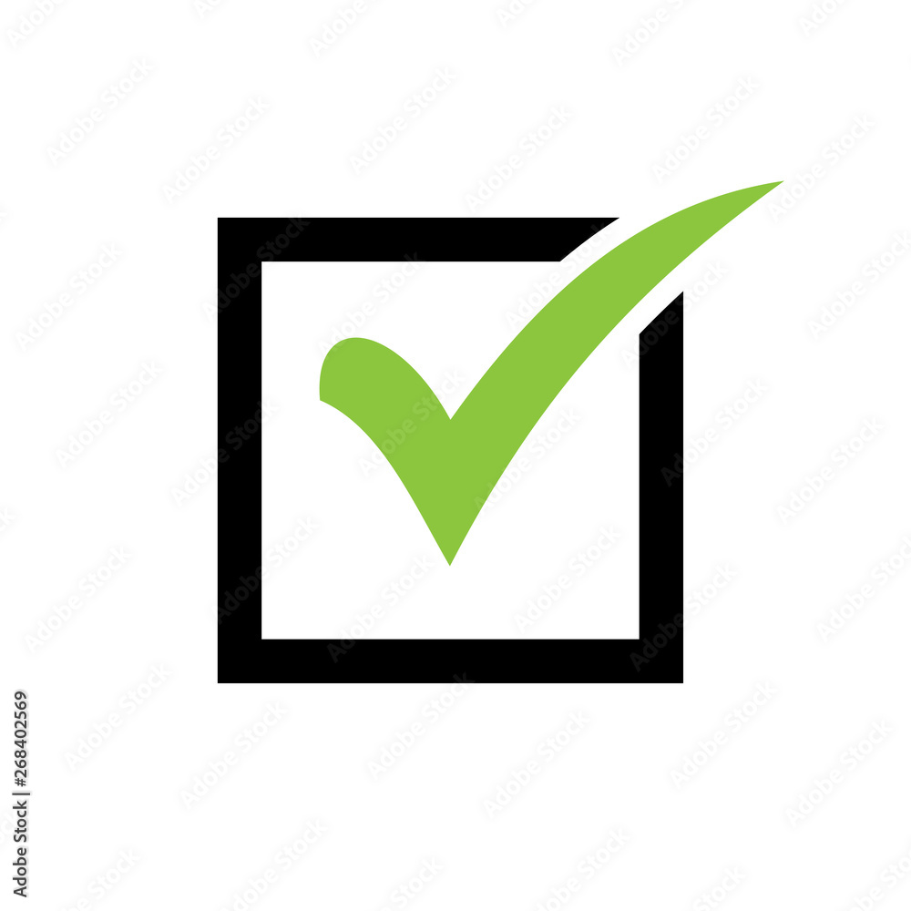 Green check mark icon in a box. Tick symbol in green color. check icon ...
