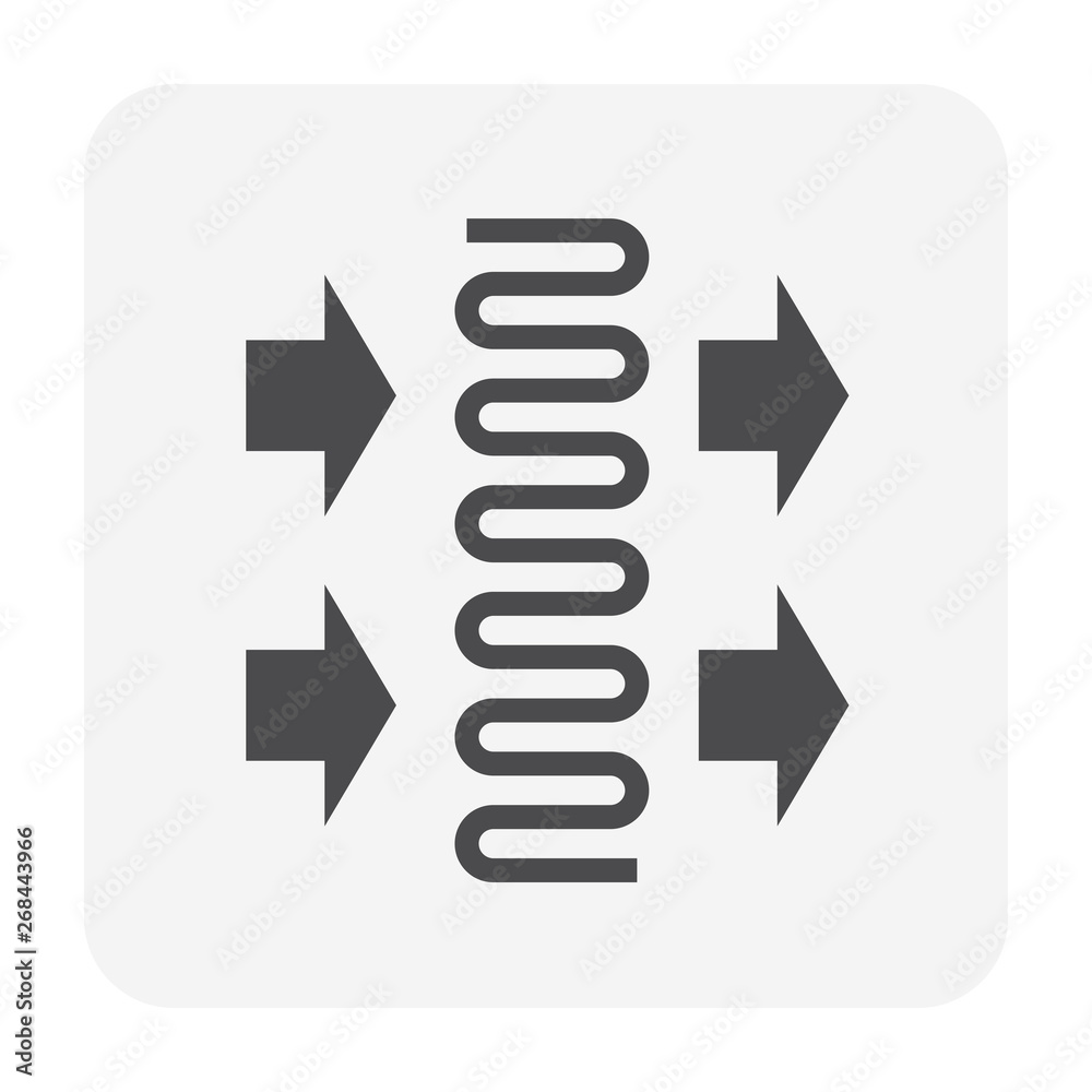 Condenser coil vector icon consist of copper or aluminium tubes, fan ...