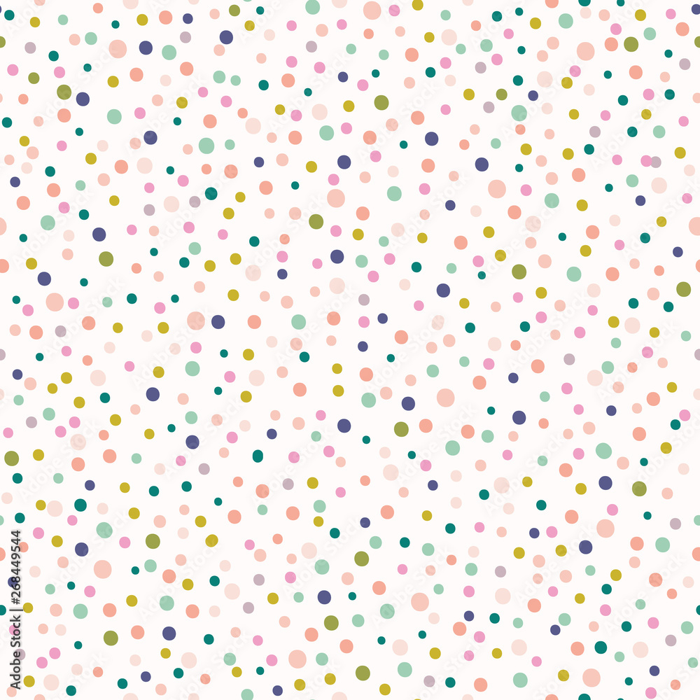 Hand drawn cute polka dot confetti pattern. Summer vector seamless ...