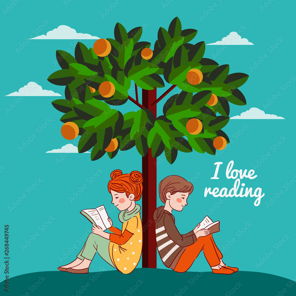 Reading Under The Tree Clipart