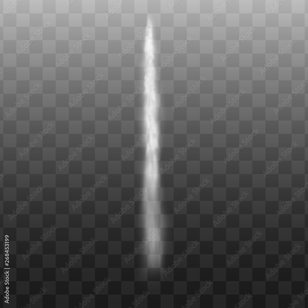 White jet smoke trail, realistic air rocket fog effect, vertical ...