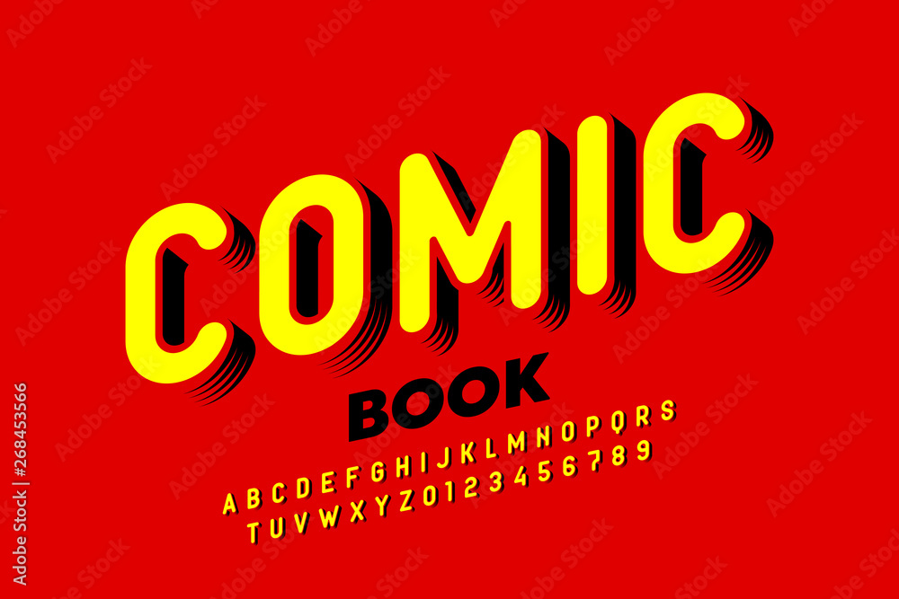 Comic book style font, alphabet letters and numbers Stock Vector ...