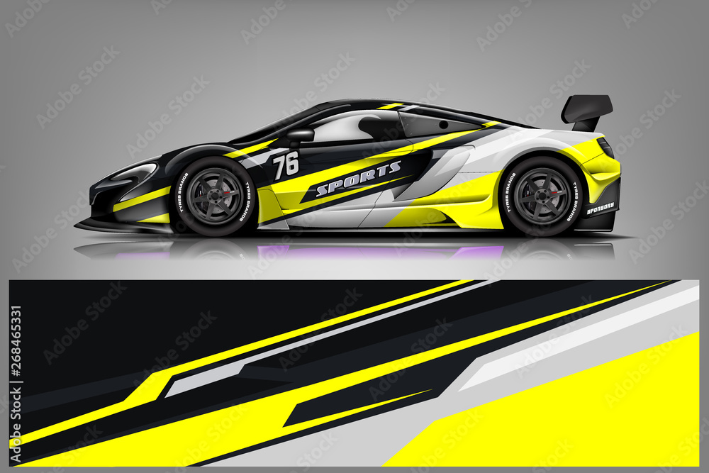 Sport Car wrap design vector, truck and cargo van decal. Graphic ...