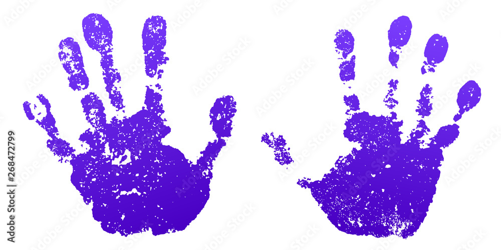 Hand paint print set, isolated white background. Color human palm and ...