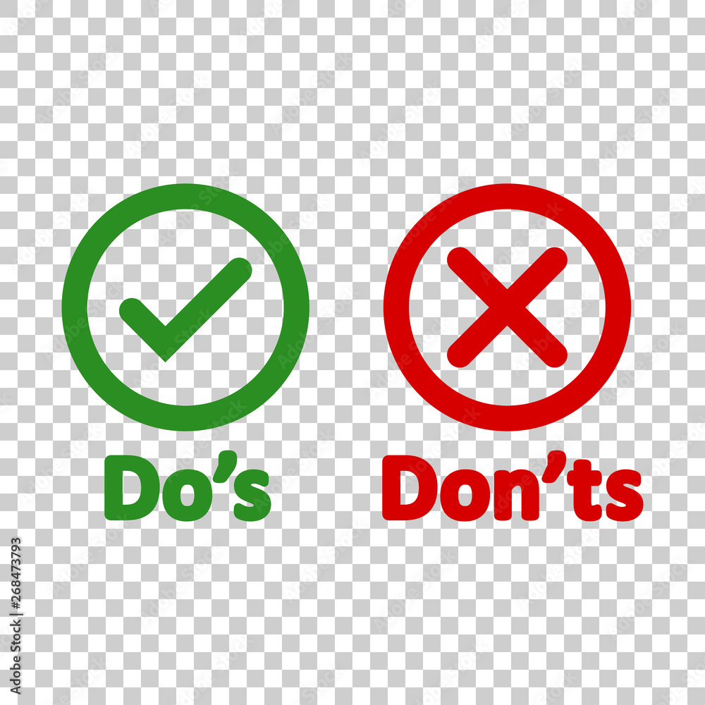 Do's and don'ts sign icon in transparent style. Like, unlike vector ...