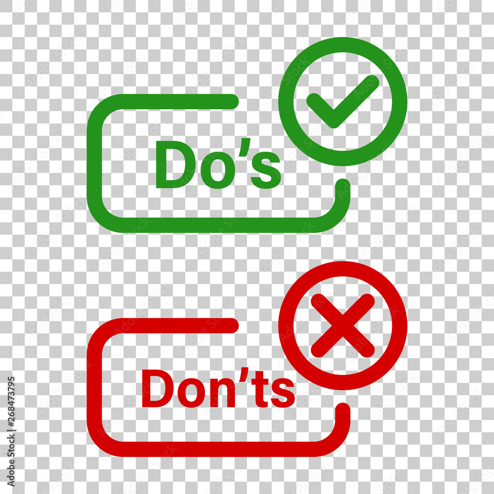 Do's and don'ts sign icon in transparent style. Like, unlike vector ...