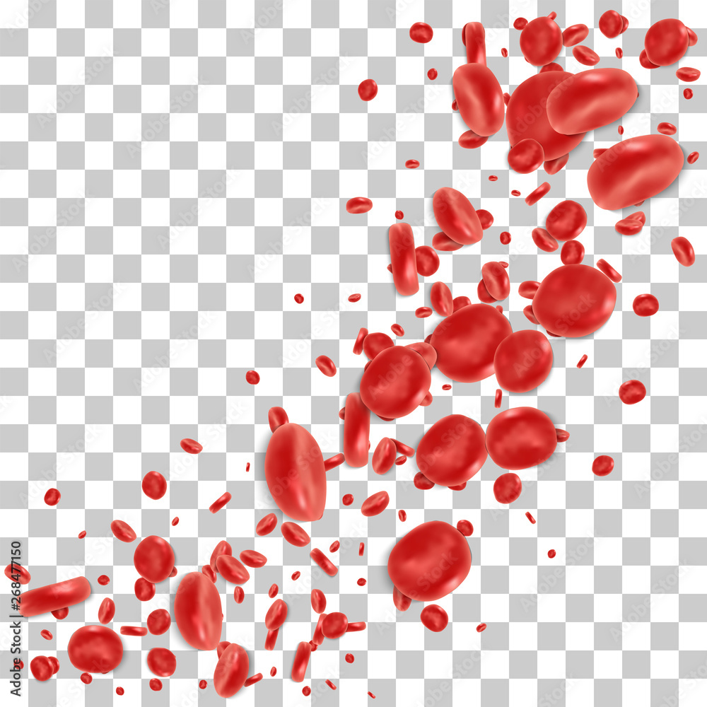 Red blood cell flowing in vein or artery. Vector illustration on ...