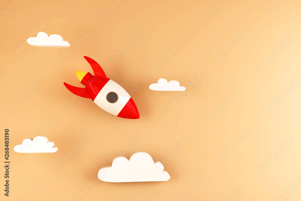 Cartoon rocket falling into the ground. Unsuccessful Business launch or ...