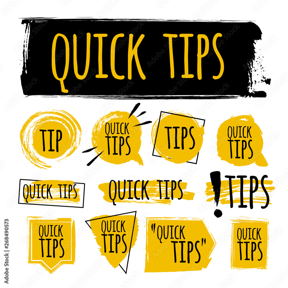 Set of quick tips badge, helpful tricks logo, label, sticker, emblem ...