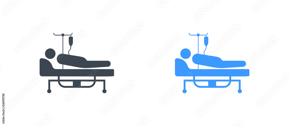 Patient in the hospital bed icon - Glyph vector sign Stock Vector ...