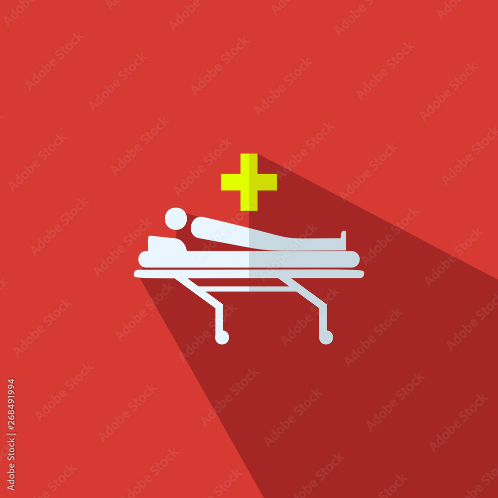Patient in the hospital bed icon - Flat vector sign Stock Vector ...