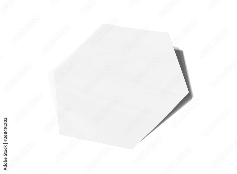 Hexagonal shaped sticker mockup isolated on white 3D rendering Stock ...