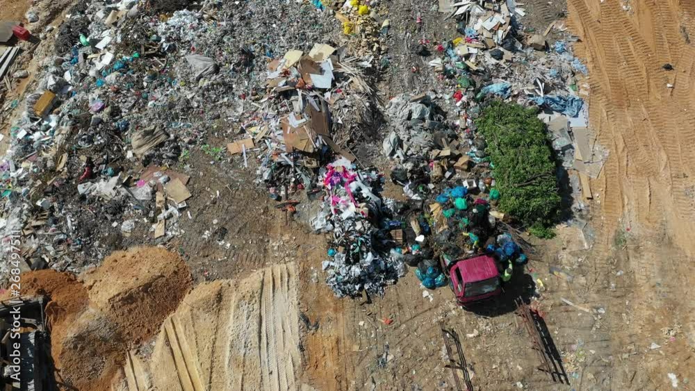 Plastic garbage dumped in landfill. Plastic trash is dumped in Malaysia ...