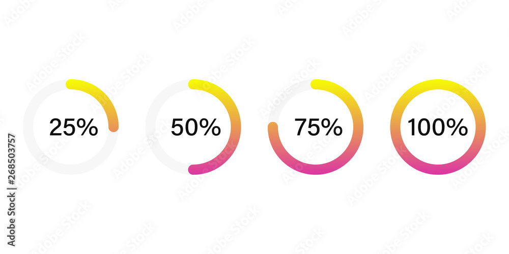 Coloder chart percentege infographic isolated circular progress ...