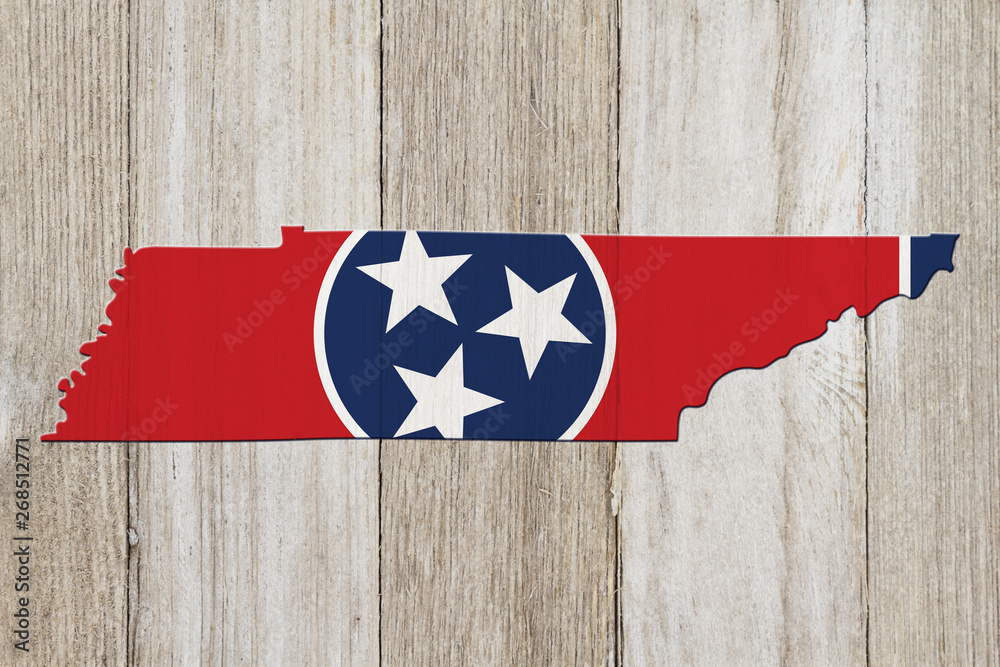 Map of Tennessee in the Tennessee flag colors Stock Photo | Adobe Stock