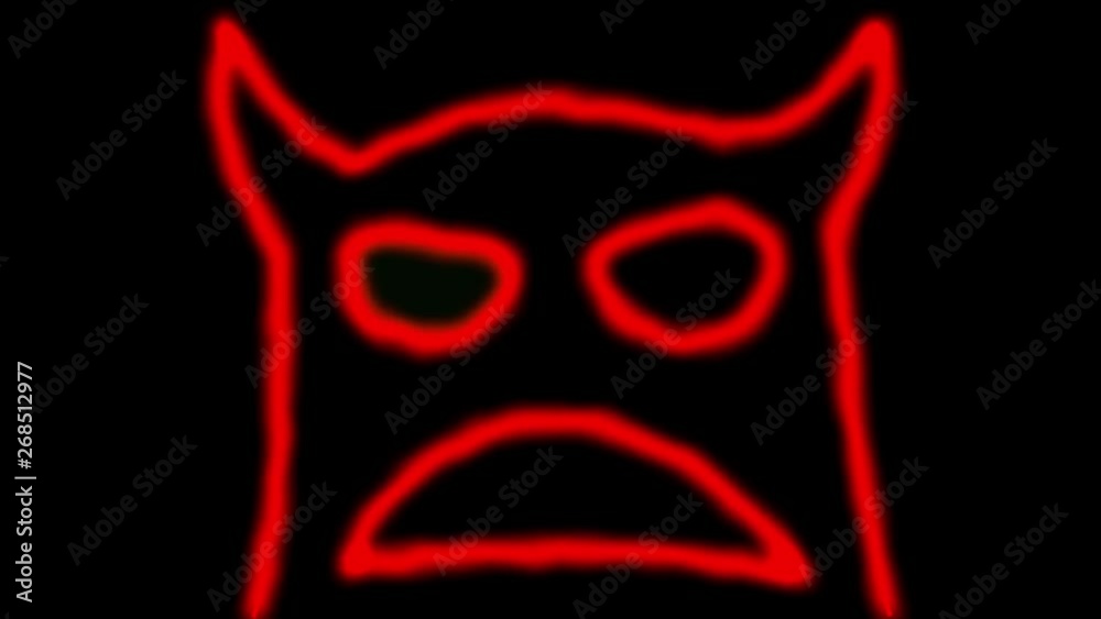 Angry neon red demon. Funny character for Halloween. 2D animation ...
