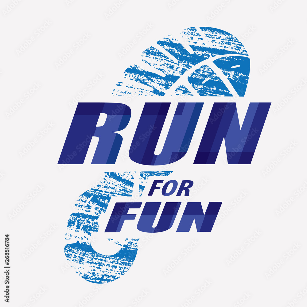 Run symbol in grunge style, sneakers print marathon icon, poster and ...