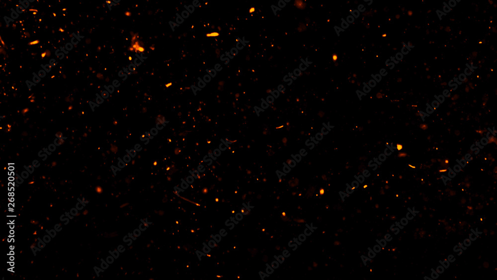 Fire embers particles texture overlays . Burn effect on isolated black ...