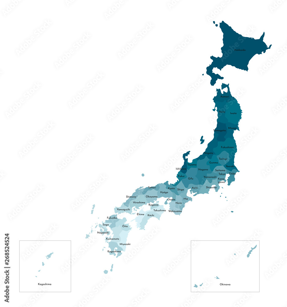 Vector isolated illustration of simplified administrative map of Japan ...