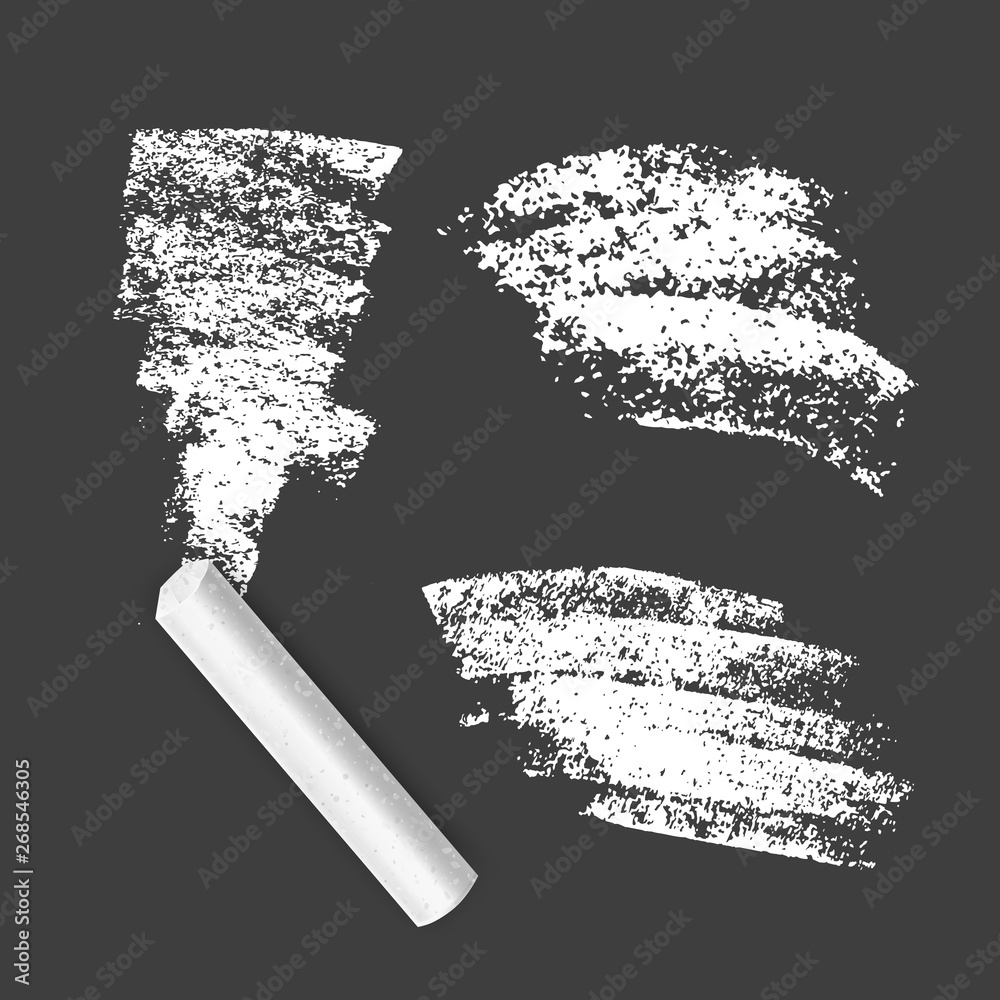 Set of vector grunge texture created with chalk of white color ...