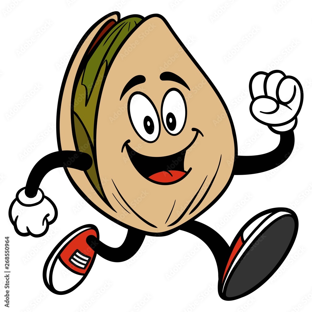 Pistachio Nut Running - A cartoon illustration of a Pistachio Nut ...