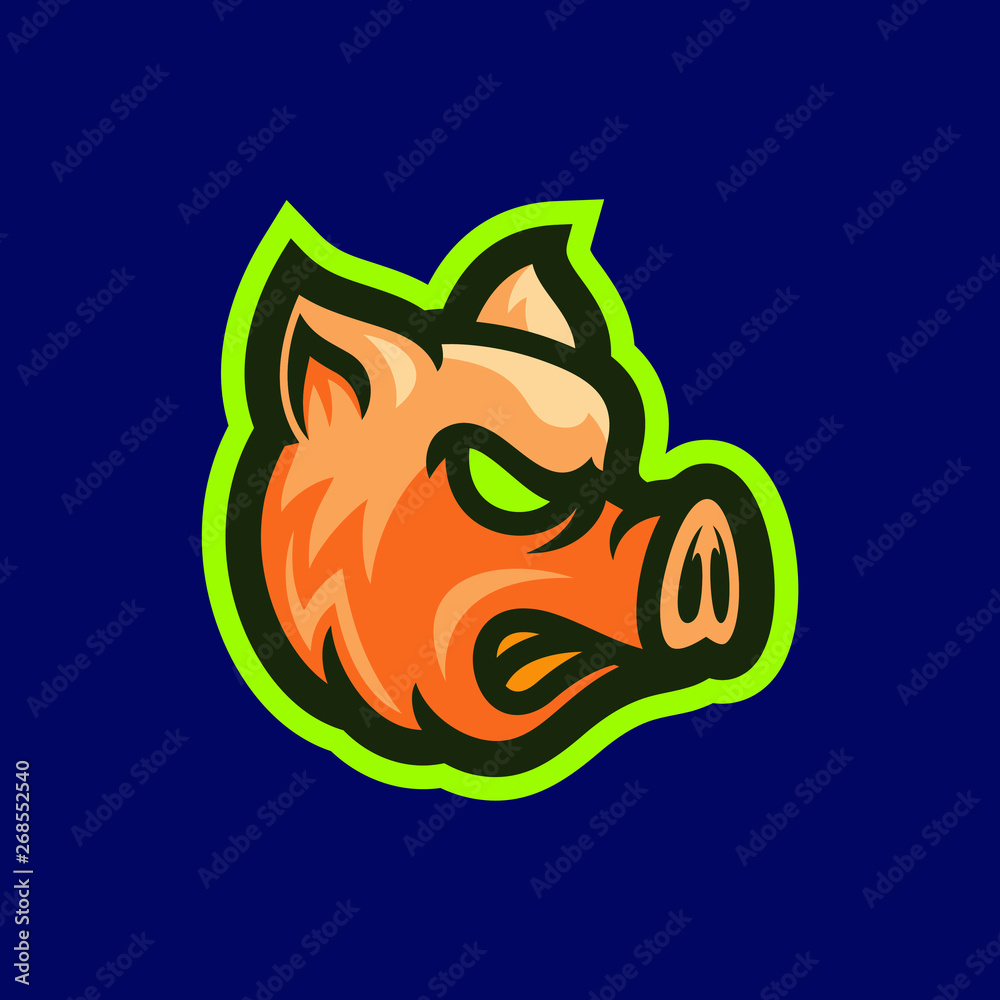 angry pig head esport logo mascot vector illustration Stock Vector ...