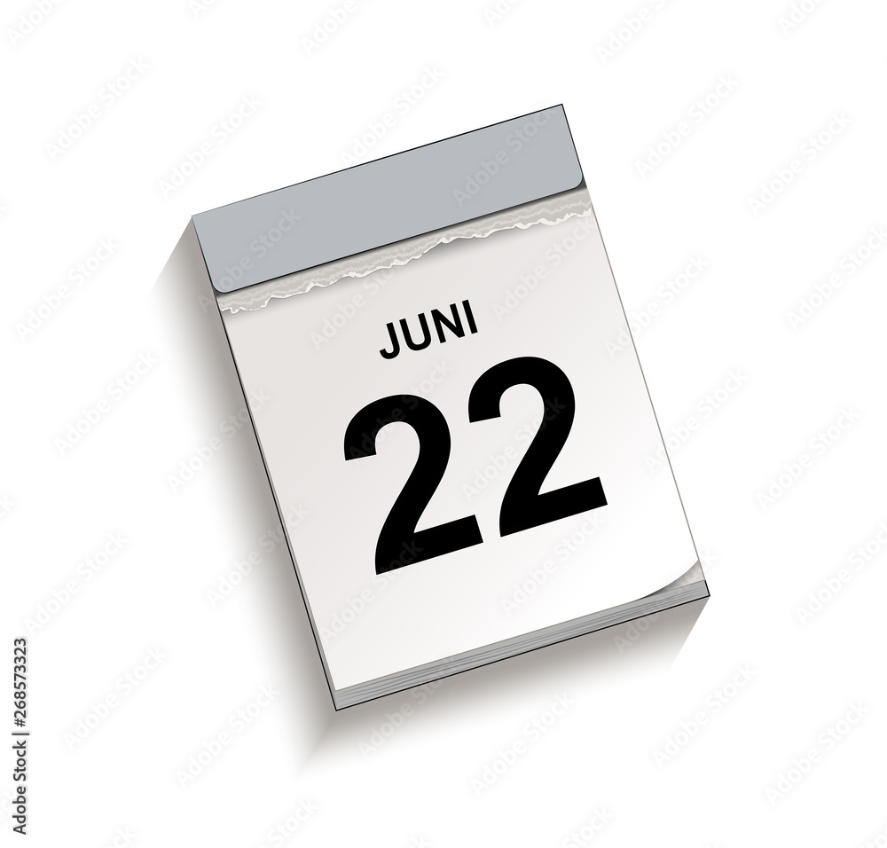 Vecteur Stock Calendar, tear-off calendar with date 22 June, Tear-off ...
