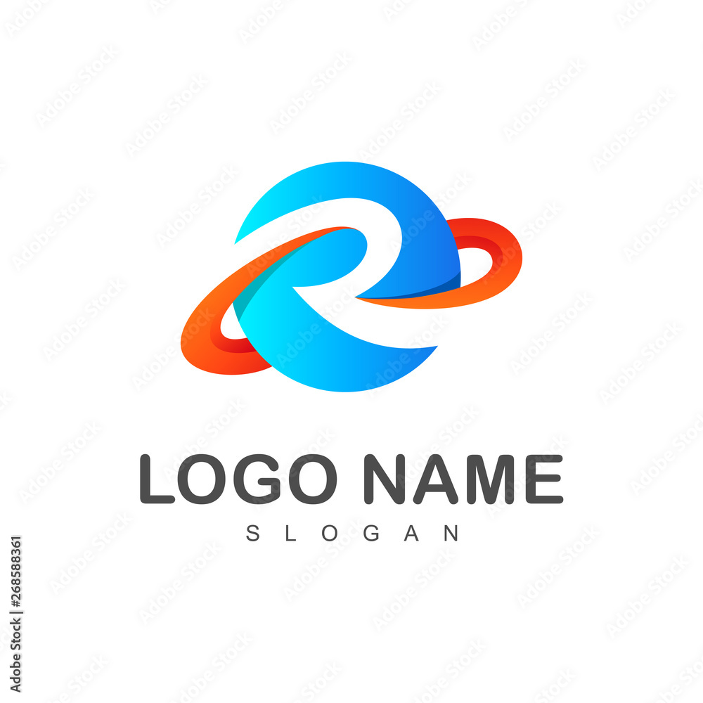 logo letter r, world ball logo with the initials r in it + globe icon ...