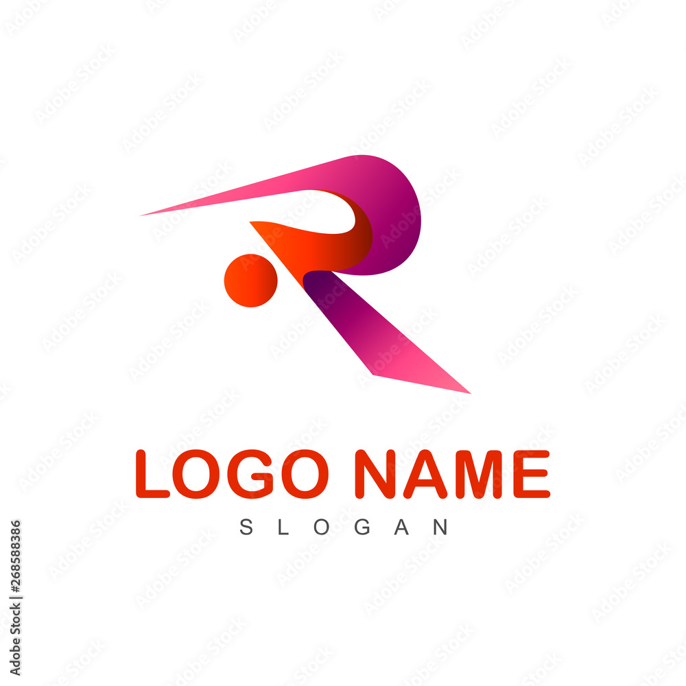 logo letter r + logo letter r with a simple look + initial name Stock ...